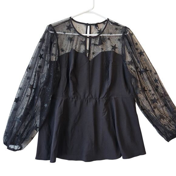 torrid | Tops | Torrid Black Top Sheer Celestial 2x 82 Nwt Y2k ...